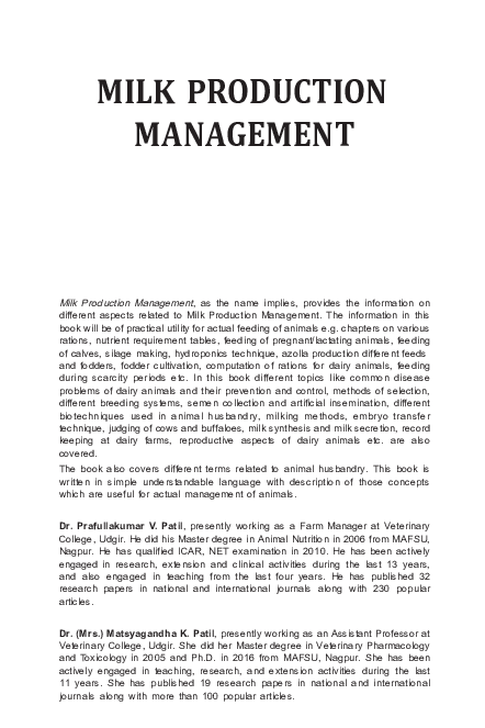 (PDF) Milk Production Management