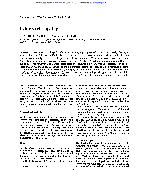 (PDF) Eclipse retinopathy