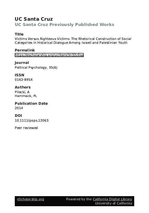 (PDF) “Victims” Versus “Righteous Victims”: The Rhetorical Construction ...