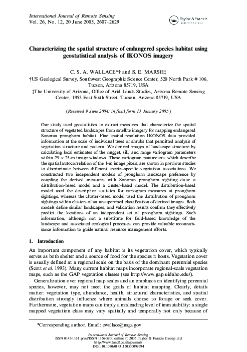 (PDF) Characterizing the spatial structure of endangered species habitat using geostatistical ...