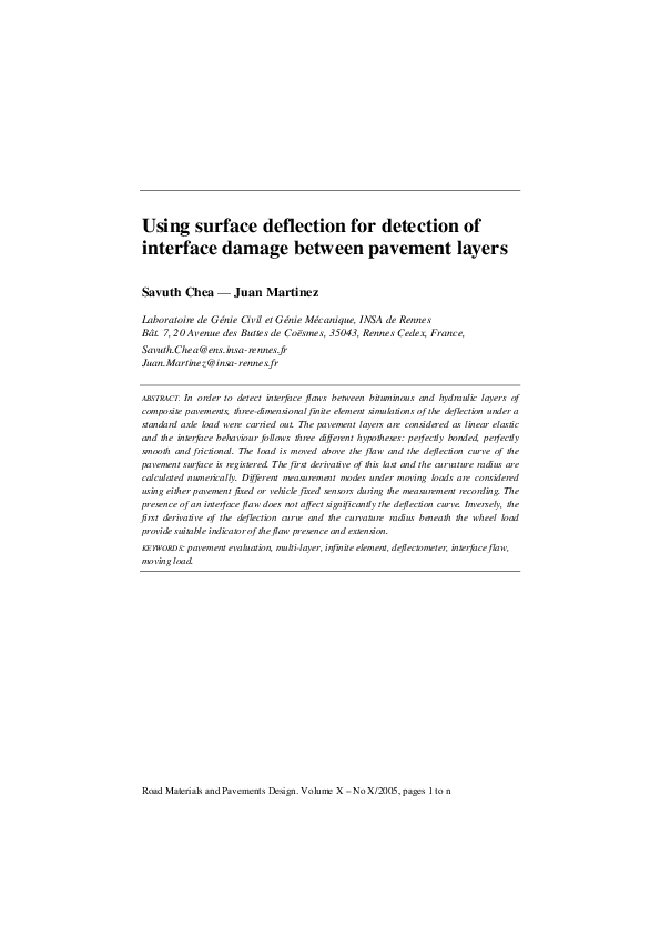 (PDF) Using Surface Deflection for Detection of Interface Damage ...