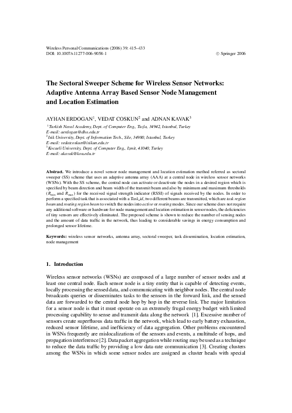 Pdf The Sectoral Sweeper Scheme For Wireless Sensor Networks