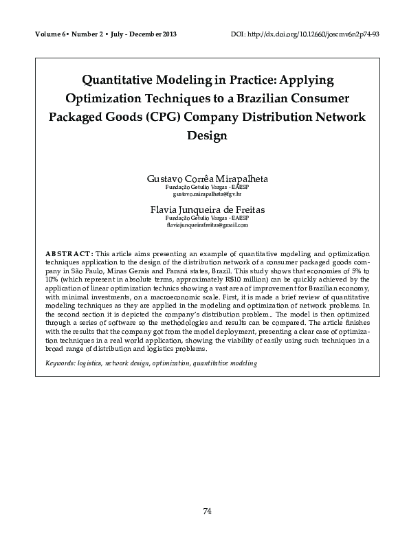 (PDF) Quantitative Modeling in Practice: Applying Optimization ...