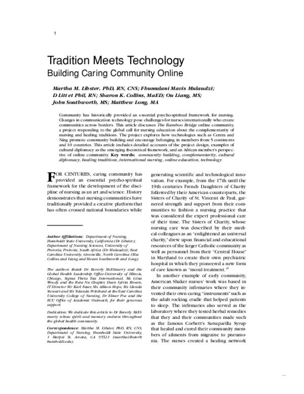 (PDF) Tradition Meets Technology