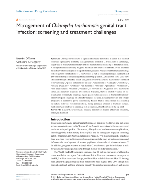 (PDF) Management of Chlamydia trachomatis genital tract infection ...