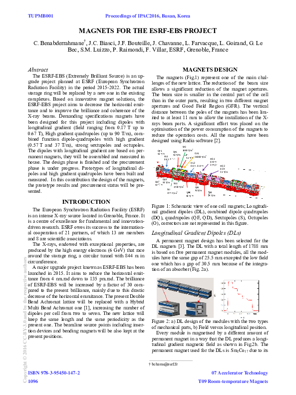 (PDF) Magnets for the ESRF-EBS Project