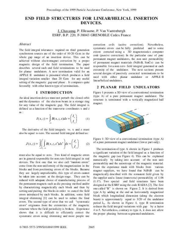 (PDF) End field structures for linear/helical insertion devices
