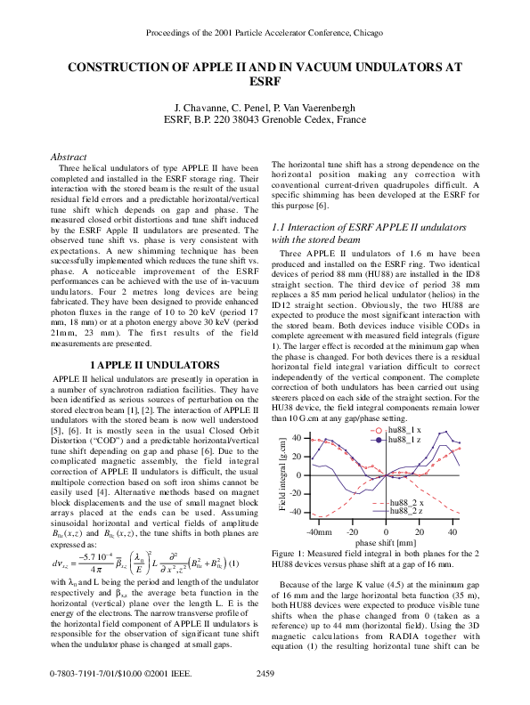 (PDF) Construction of APPLE II and in vacuum undulators at ESRF