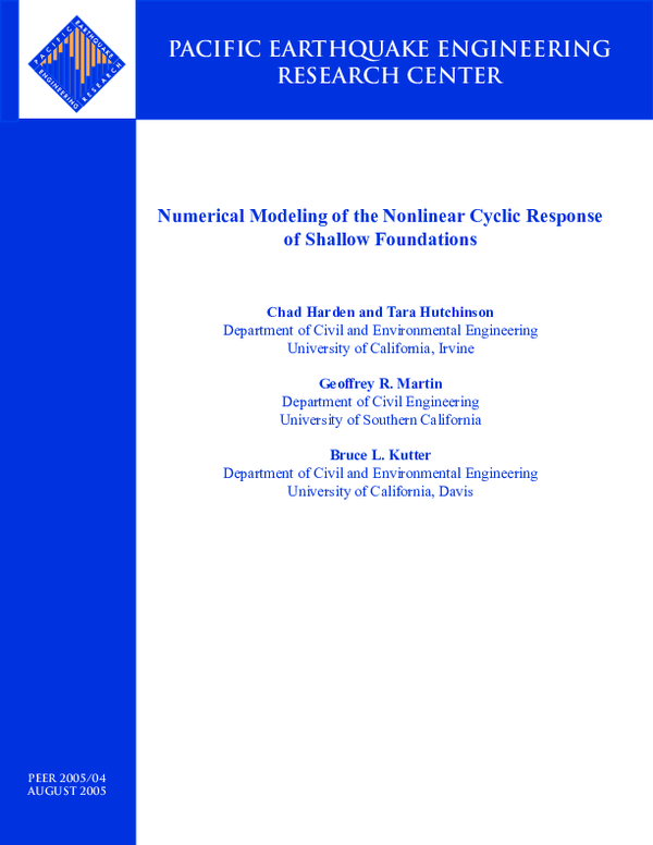 (PDF) Numerical modeling of the nonlinear cyclic response of shallow foundations