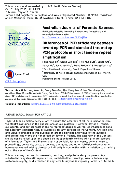 (PDF) Differences of PCR efficiency between two-step PCR and standard ...