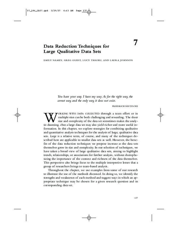 (PDF) Data reduction techniques for large qualitative data sets