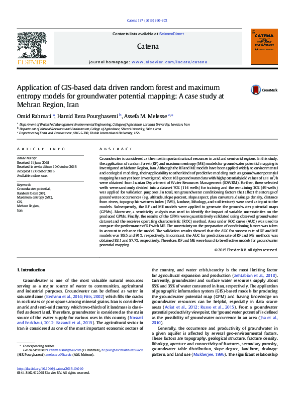Pdf Application Of Gis Based Data Driven Random Forest And Maximum Entropy Models For