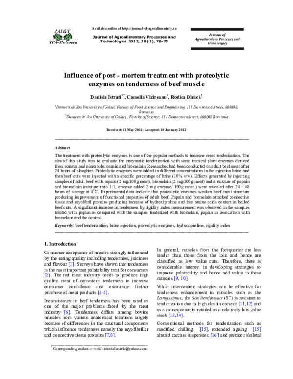 (PDF) Influence of post-mortem treatment with proteolytic enzymes on ...