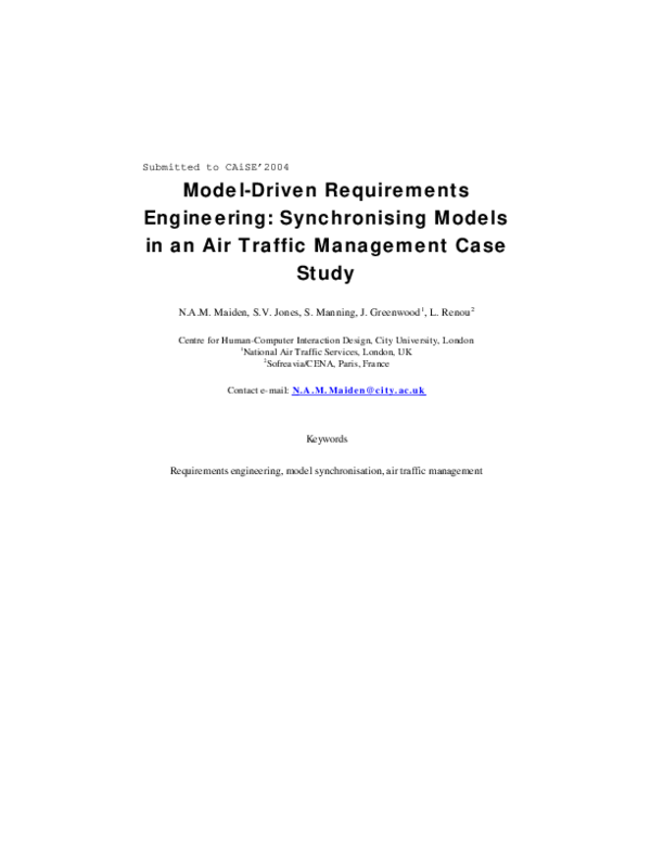 (PDF) Model-Driven Requirements Engineering: Synchronising Models in an ...