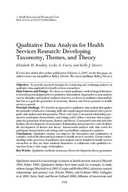 (PDF) Qualitative Data Analysis for Health Services Research ...