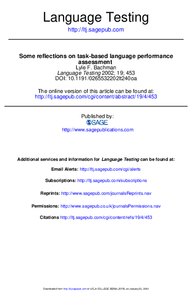 (PDF) Some reflections on task-based language performance assessment