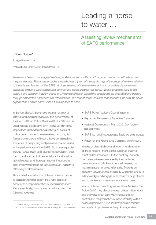 (PDF) Leading a horse to water...: Assessing review mechanisms of SAPS ...
