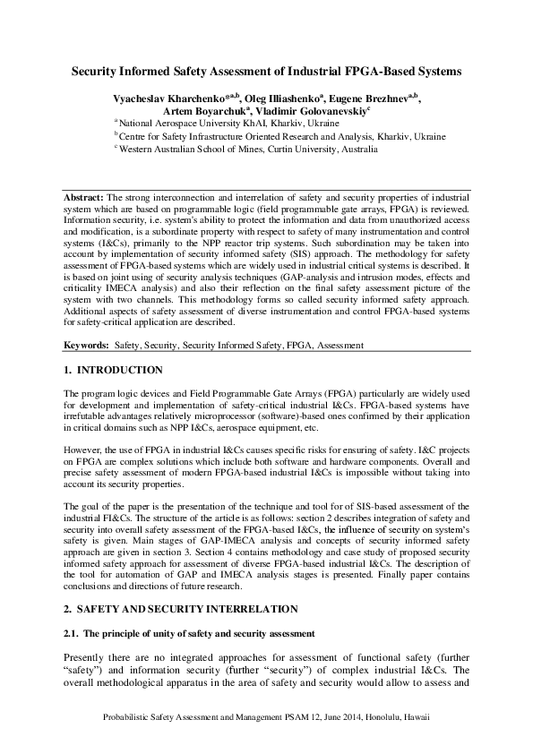 (PDF) Security-Informed Safety Assessment for FPGA Systems
