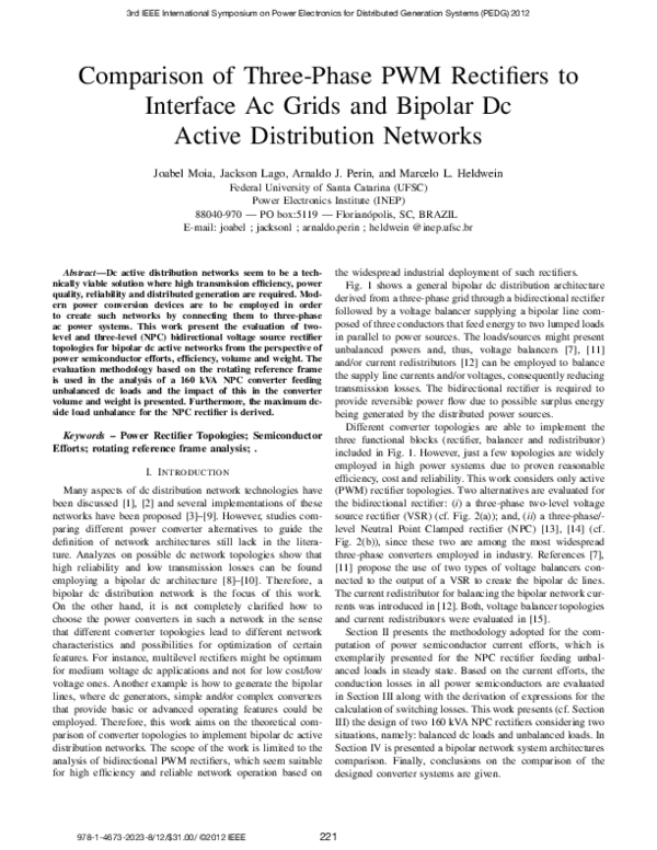 Pdf Comparison Of Three Phase Pwm Rectifiers To Interface Ac Grids