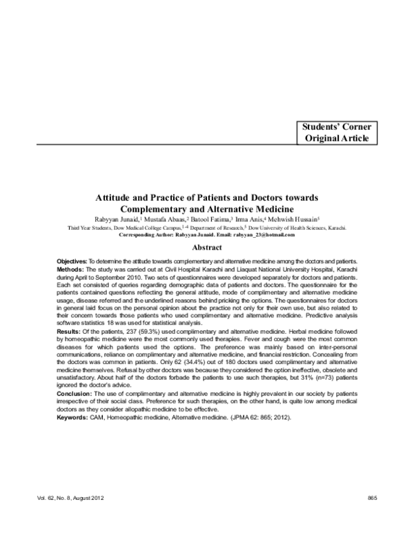 (PDF) Complementary and Alternative Medicine (CAM) Attitudes and Competencies of Nursing ...