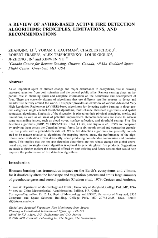 (PDF) A review of AVHRR-based active fire detection algorithms: Principles, limitations, and ...