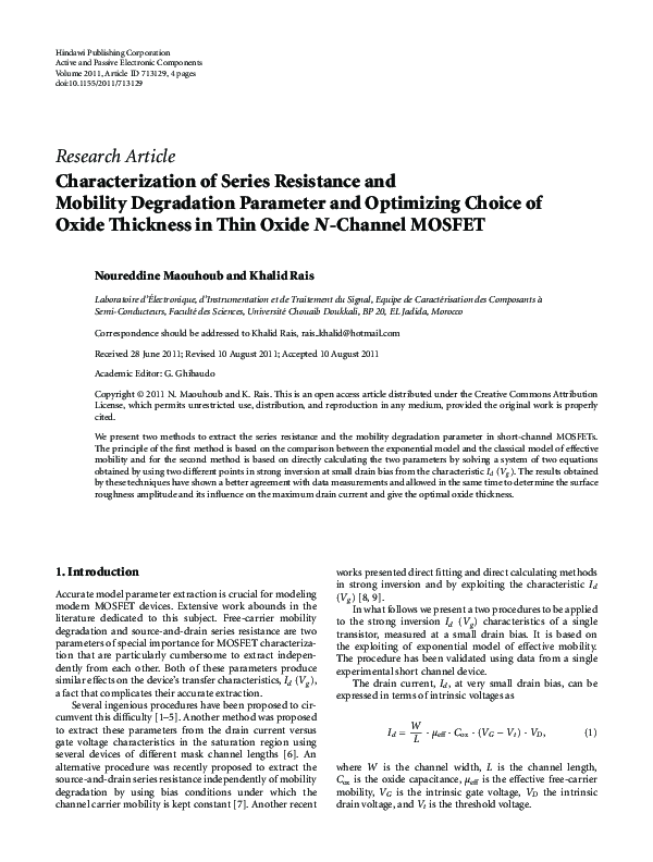 (PDF) Characterization of Series Resistance and Mobility Degradation ...