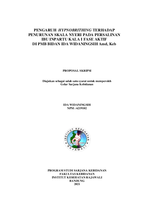 (PDF) Proposal pengaruh hypnobirthing terhadap nyeri persalinan kala 1 fase aktif di PMB Ida ...