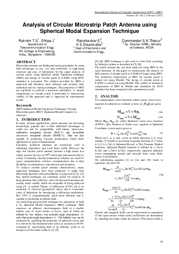 (PDF) Analysis of circular microstrip patch antenna as an equivalent rectangular microstrip ...