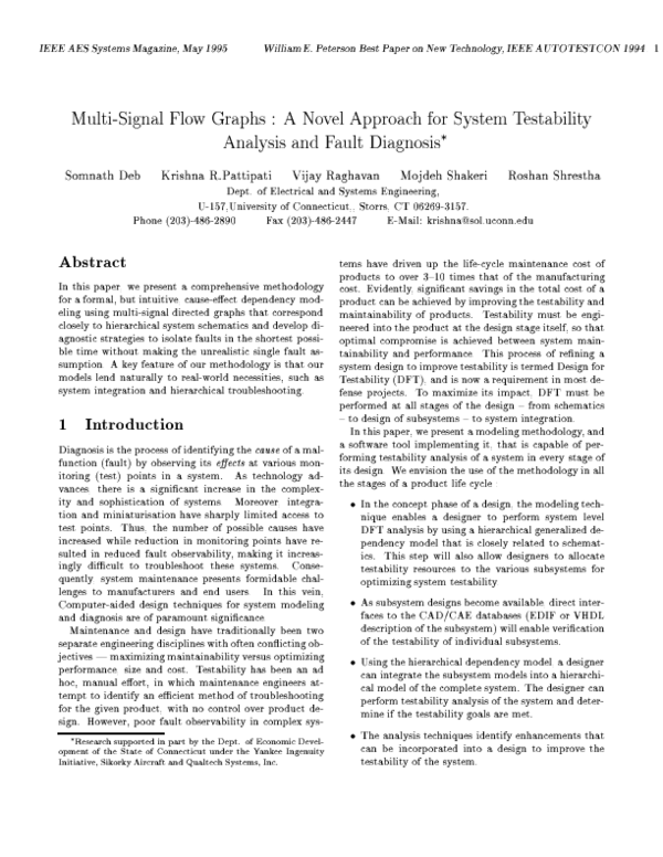 (PDF) Multi-signal flow graphs: a novel approach for system testability ...