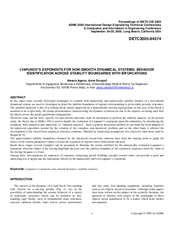 (PDF) Lyapunov’s Exponents for Non-Smooth Dynamical Systems: Behavior ...