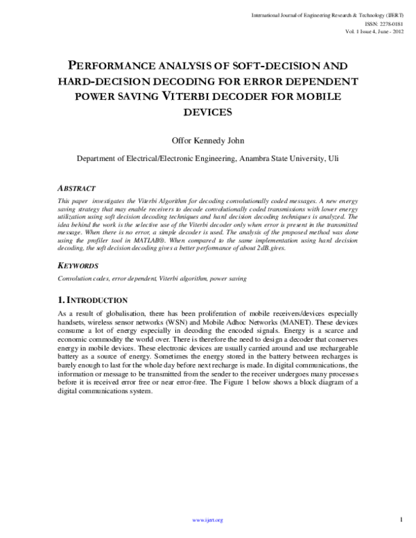 (PDF) Performance analysis of soft-decision and hard-decision decoding for error dependent power ...