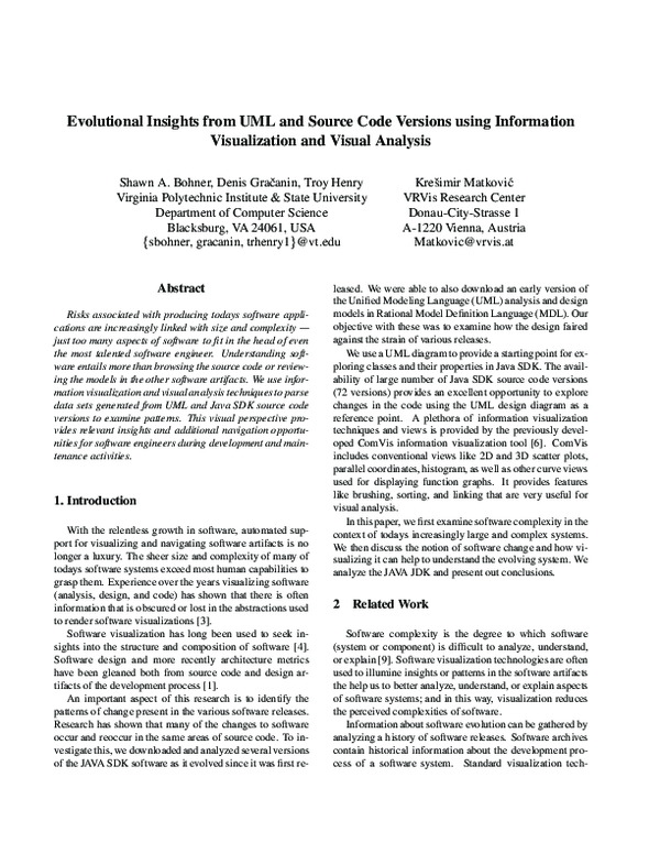 Pdf Evolutional Insights From Uml And Source Code Versions Using Information Visualization And