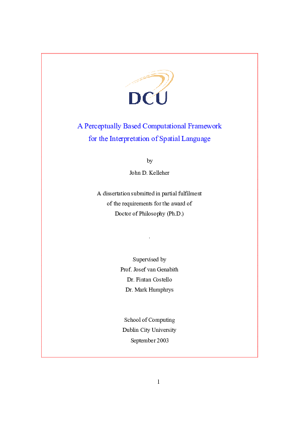 Pdf A Perceptually Based Computational Framework For The Interpretation Of Spatial Language