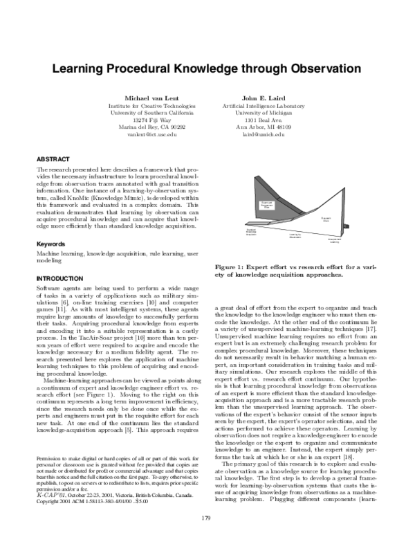(PDF) Learning procedural knowledge through observation