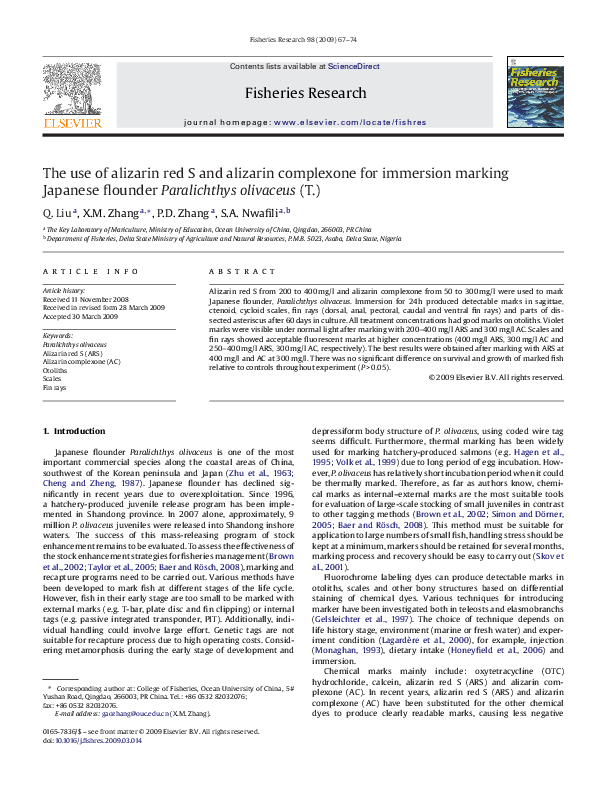 (PDF) The use of alizarin red S and alizarin complexone for immersion ...