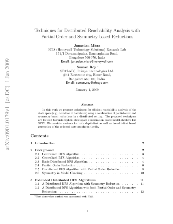 (PDF) Efficient Distributed Techniques for Reachability Analysis