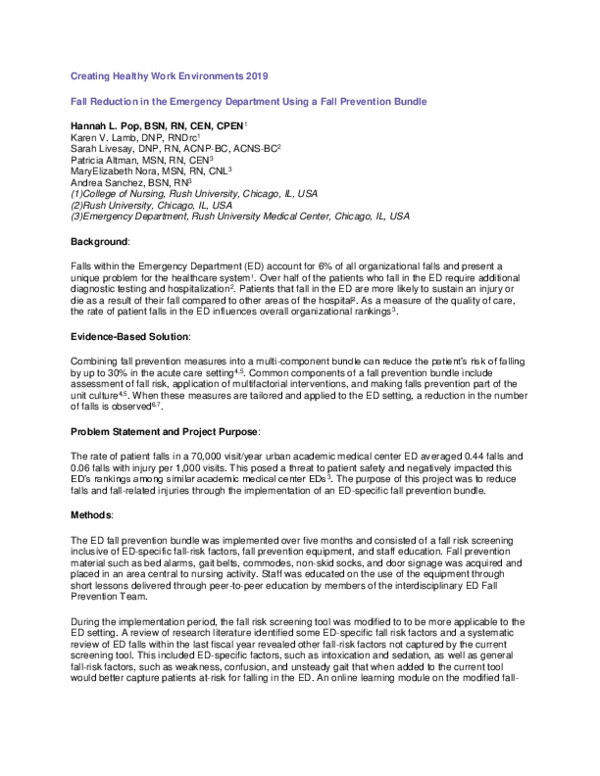 (PDF) Fall Reduction in the Emergency Department Using a Fall ...