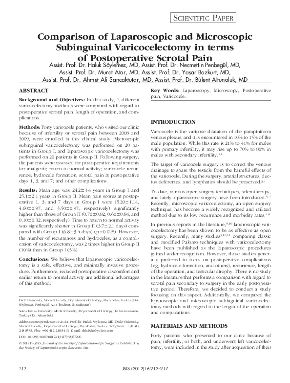 (PDF) Comparison of Laparoscopic and Microscopic Subinguinal ...