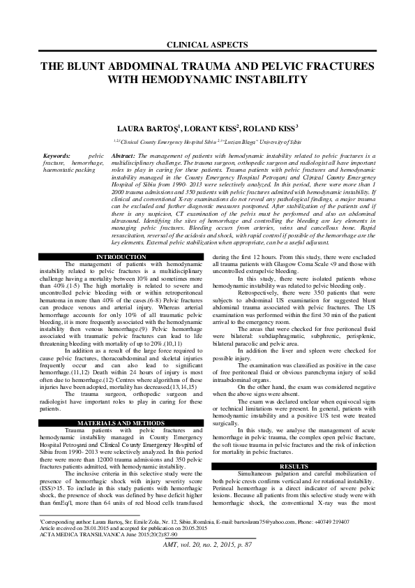 (PDF) The Blunt Abdominal Trauma and Pelvic Fractures with Hemodynamic ...