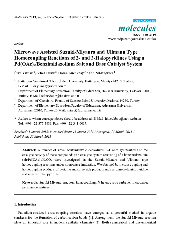 (PDF) Microwave Assisted Suzuki-Miyaura and Ullmann Type Homocoupling ...