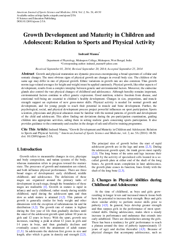 (PDF) Growth Development and Maturity in Children and Adolescent ...