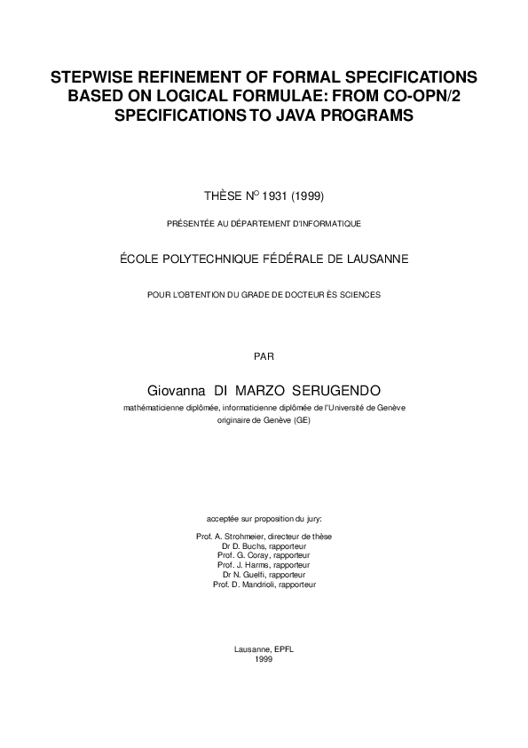 (PDF) Stepwise Refinement of Formal Specifications Based on Logical Formulae: From CO-OPN/2 ...