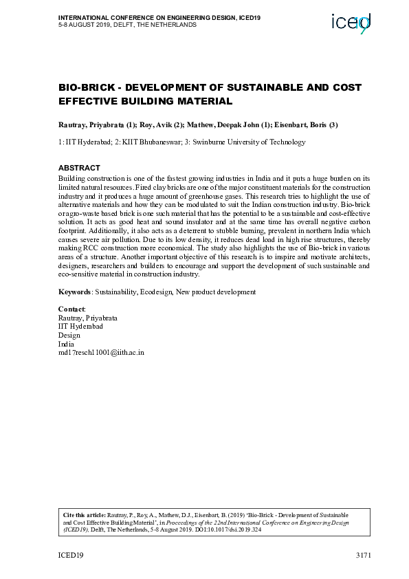 (PDF) Bio-Brick - Development of Sustainable and Cost Effective ...