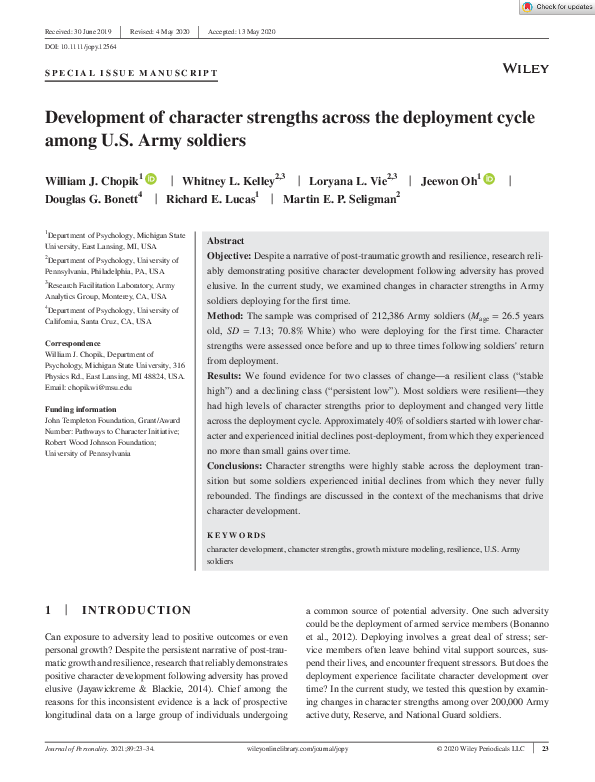 (PDF) Development of character strengths across the deployment cycle ...