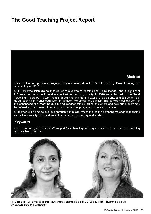 (PDF) The Good Teaching Project Report