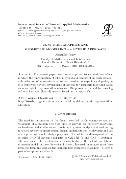 (PDF) Computer Graphics and Geometric Modelling -- a Hybrid Approach