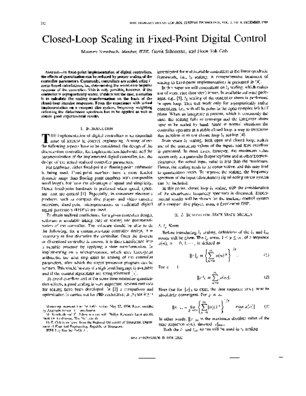 (PDF) Closed-loop scaling in fixed-point digital control