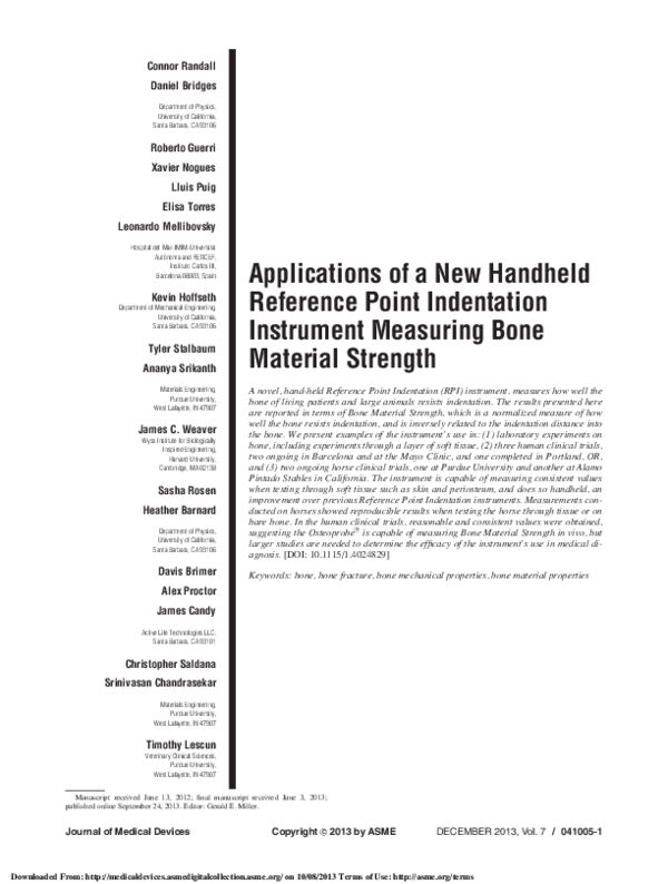 (PDF) Applications of a New Handheld Reference Point Indentation ...
