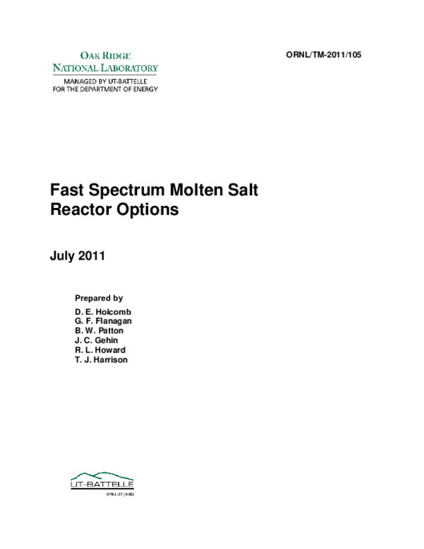 (PDF) Fast Spectrum Molten Salt Reactor Options