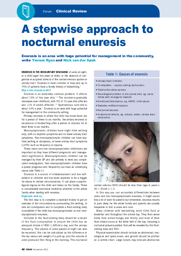 (PDF) A stepwise approach to nocturnal enuresis